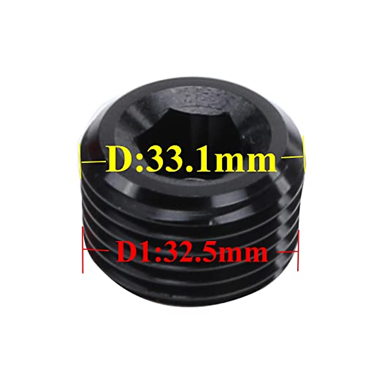 AC PERFORMANCE 1" NPT Male Socket Allen Head Plugs Aluminum Black, Pack of 2