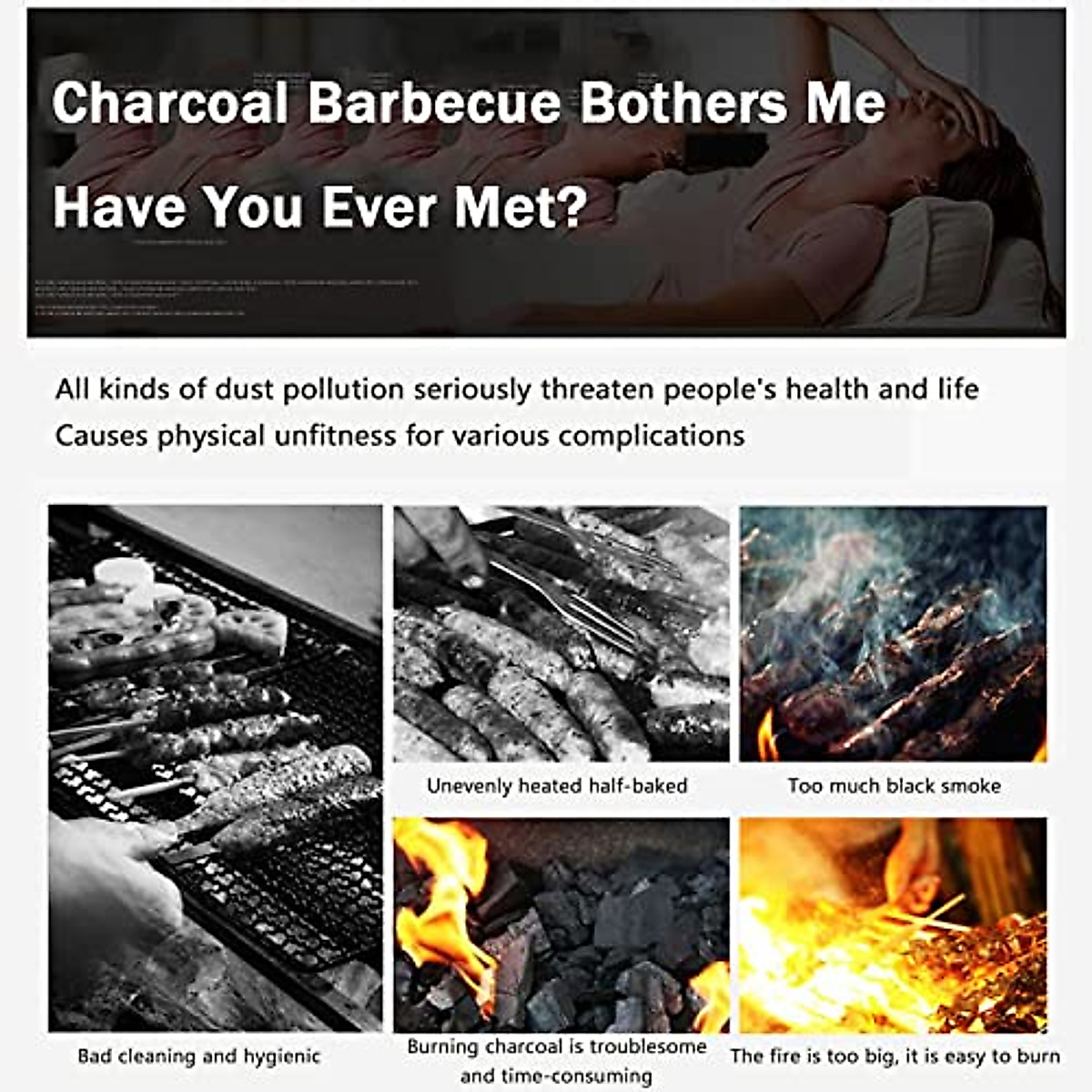 Stainless Steel Burner Gas BBQ for Outside Garden Grill BBQ with Fat Catcher, Tabletop Gas Grill Stainless Steel Two-Burner BBQ with Updated Knobs, Perfect for Camping, Picnics or Any Outdoor,Silver