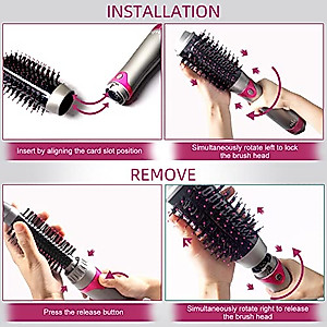 6 in 1 Hair Dryer Brush, Blow Dryer Styler with Negative Ionic Electric Hot Air, Detachable Hair Straightener & Curly Comb, Gifts for Women & Girlfriends, Gray and Pink
