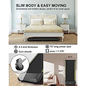 AKSO Walking Pad Under-Desk Treadmill, 300lbs Capacity, Quiet 3.8mph, LED Display Remote Control &APP, Portable Mini Desk Treadmill for Home Office Small Apartment