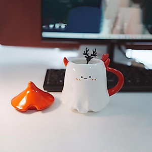 UKIFIRE Ghost Coffee Mug, Halloween mug,Fun Coffee Mug, Ceramic mug, Cute Gifts, Suitable for Parents and Couples, Kawaii Gifts For Various Holidays, Creative Ceramic Cup