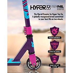 Riprail Matte Stunt Scooter for Skatepark. Pro Scooter for Kids 43" Inches and Up. Unisex Trick Scooter for All Skill Levels. Performance BMX Scooter for Beginner or Professional - Purple Haze