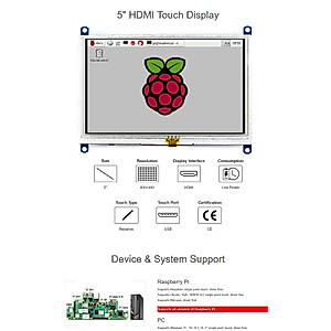 5 inch 800x480 Resistive Touch Screen HDMI interface custom Raspbian LCD mini PC Supports Raspberry Pi 3 2 1 Model B B+ A+ & BeagleBone Black & Banana Pi / Banana Pro @XYGStudy