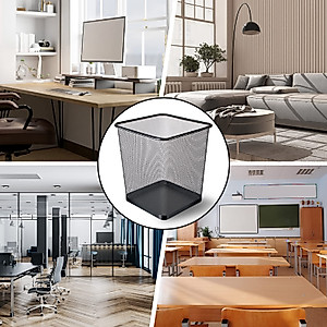 6 Pcs Black Mesh Trash Can 4 Gallon Wastebasket Square Trash Can Metal Wire Office Garbage Cans Lightweight Trash Bin for Bedroom Recycling Bin for Under Desk Bathroom Kitchen Home Dorm Living Room
