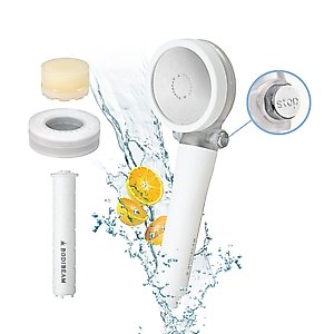 Filtered Handheld Shower Head with Vitamin C & Sediment Filter, High Pressure Water Flow, Water Saving, Reduces Chlorine for Dry Skin & Hair, On/Off Switch, Made in Korea, Spa-Like Shower- Pure White