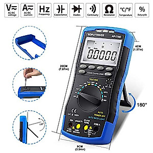 Digital Multimeter AP-770D TRMS 40000Counts Multimeter Tester Autoranging Voltmeter Ammeter with High Precision for NCV AC/DC Voltage Current Resistance Capacitance Frequency Diodes hFE Temperature