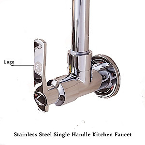 Inchant Cold Water Sink Faucet - Single Handle One Hole High Arc Wall Mount Stainless Steel Bar Faucet for Kitchen Garden Outdoor Boat Camper Easy Install Chrome Finish