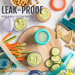 Ello Plastic Reusable Condiment Travel Containers with Screw-Top Leak Proof Lid, 5 oz, Fruit Cobbler