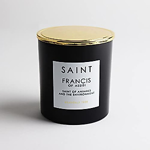 SAINT Francis of Assisi Scented Candle with Prayer, Prayer Coin, and Holy Oil, Saint of Animals, Soy Coconut Aromatherapy Candle with 50 Hour Burn Time