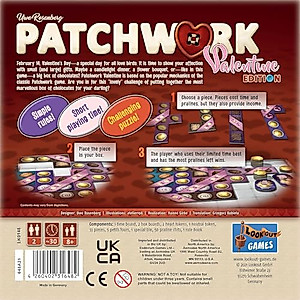 Patchwork Board Game Valentine's Day Edition | Strategy Game | Puzzle Game | Family Board Game for Kids and Adults | Ages 8 and up | 2 Players | Average Playtime 30 Minutes | Made by Lookout Games