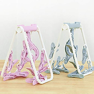 ZACI 2 Pack Clothes Drying Rack,12 Clips Laundry Drying Rack Folding Sock and Underwear Hanger
