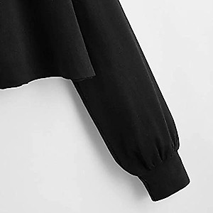 Hemlock Teen Girls Tie Dye Sweatshirts Long Sleeve Hood Pullovers Color Block Hoodies School Sport Blouse Fall Crop Tops Black