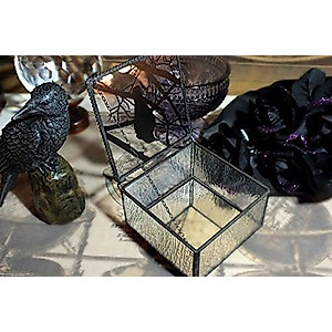 Ebros Gift Gothic Silhouette Raven Crow On Tree Branch Frosted Glass Decorative Jewelry Box 4" Wide Edgar Poe Nevermore Ravens Crows Stash Trinket Secret Box