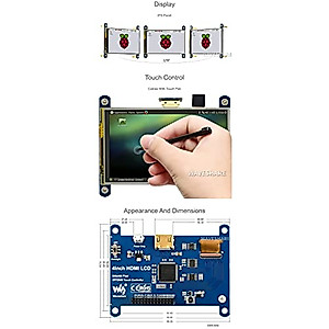 Coolwell Waveshare 4 Inch for Raspberry Pi Screen Touchscreen 480x800 IPS LCD Display Small HDMI Monitor for Raspberry Pi 4B+ 4B 3B+ 3B 2B+ Zero Windows 11 10 8.1 8 7