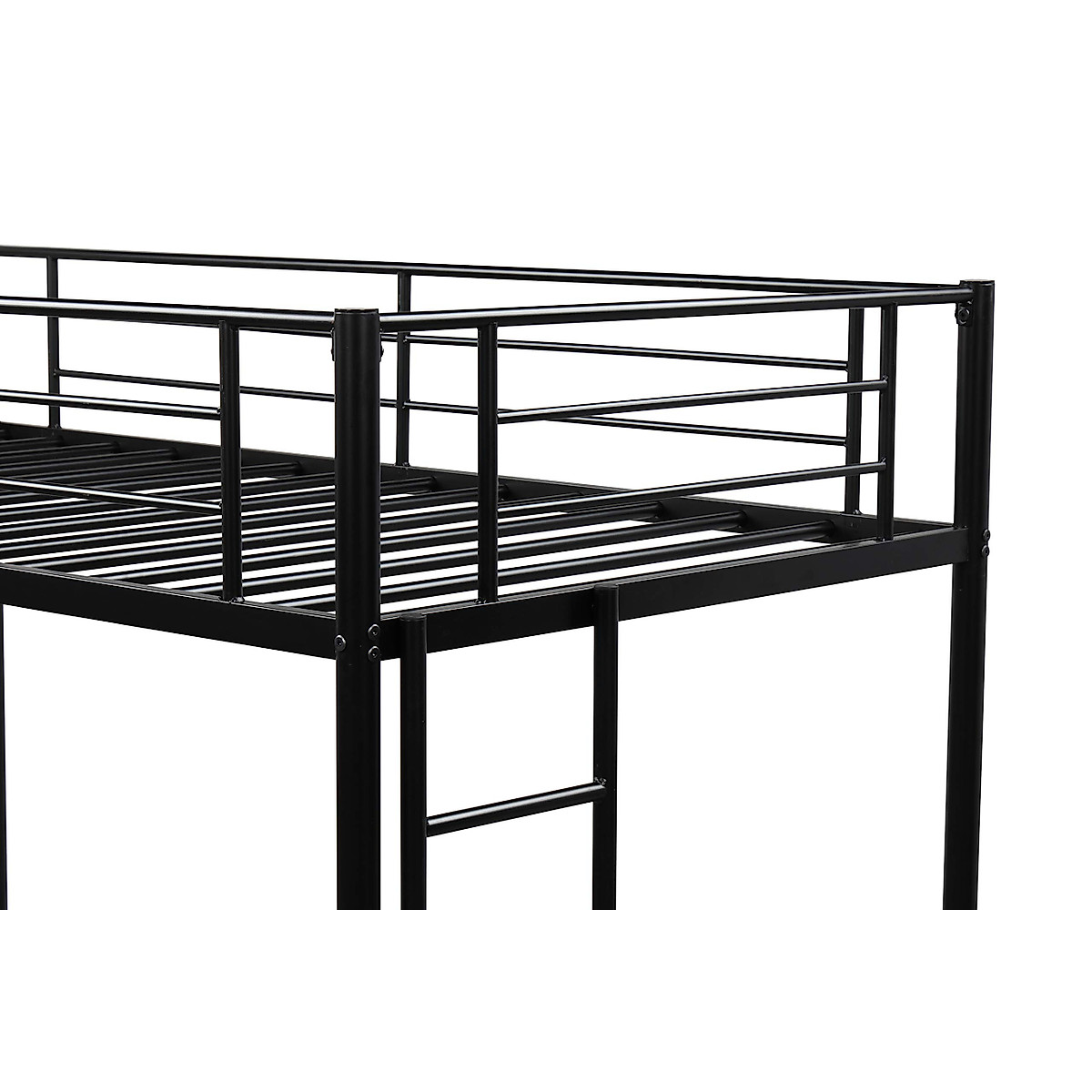 Twin Over Twin Metal Bunk Beds with 2 Side Ladders, Heavy Duty Bed Frame with Guardrail for Dormitory Bedroom Boys Girls Adults,No Box Spring Needed,Black