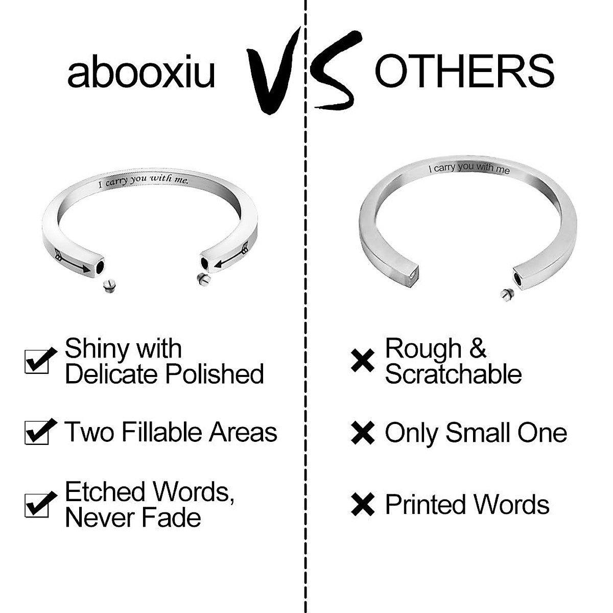 abooxiu Urn Bracelet for Ashes for Women Men Mantra Cuff Bangle Memorial Cremation Jewelry Stainless Steel Keepsake - Customize Available