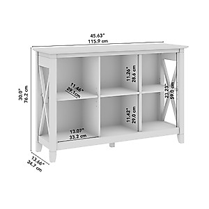 Bush Furniture Key West 6 Cube Bookcase in Washed Gray, Small Organizer for Home Office, Living Room, and Entryway