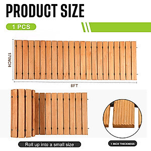 Tatuo 1 Pack 8 FT Wooden Garden Pathway Roll Out Straight Walkway Outdoor Path Wood Flooring Boardwalk Pavers for Garden Backyard Patio Beach Outdoor Wedding Party, 8' L x 17" W