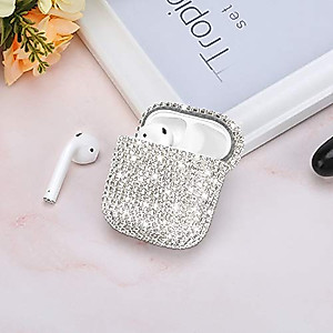 Gdrtwwh Diamond Airpods Case Cover Protective Airpods Charging Cases Hard Carrying Case Accessories for Apple Airpods 2 & 1 (Silver)