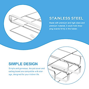 SHERCHPRY Kitchen Countertop Storage Rack Metal Cutting Board Holder Under Cabinet Shelf Pot Pan Lids Rack Organizer Shelf Stand Silver