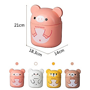 YISTOS Mini Countertop Trash Can with Lid, Desk Small Trash Can, Waste Garbage Bin, Room Decoration Big Ears Desktop Wastebasket for Countertop, Vanity, Office or Coffee Table - Brown