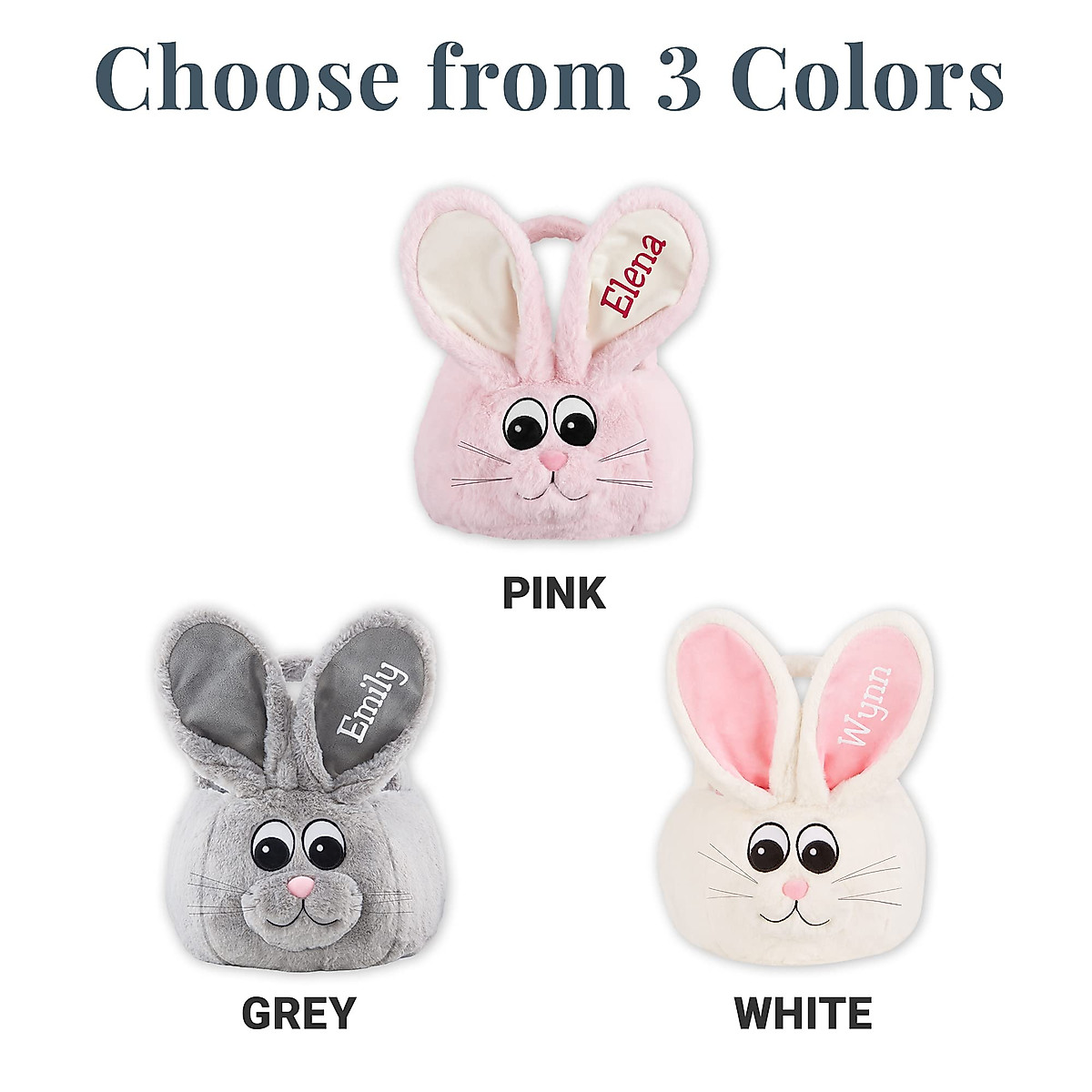 Let's Make Memories Personalized Easter Basket - Fuzzy Bunny Plush - Easter Basket for Kids - Gray