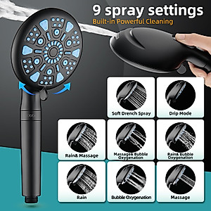 Cobbe Filtered Shower Head with Handheld, High Pressure 9-Mode Shower head Filters, 20 Stage Water Softener Filters Beads for Hard Water - Remove Chlorine - Reduces Dry Itchy Skin, Matte Black