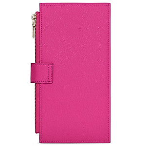 GOIACII Womens Wallet Rfid Blocking Bifold Credit Card Holder with 2 Zipper Pockets Fuchsia