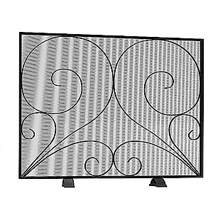 Fire Beauty Single Panel Fireplace Screen Handcrafted Solid Wrought Iron Mesh, Heat-Resistant Fire Spark Guard for Fireplace-Black
