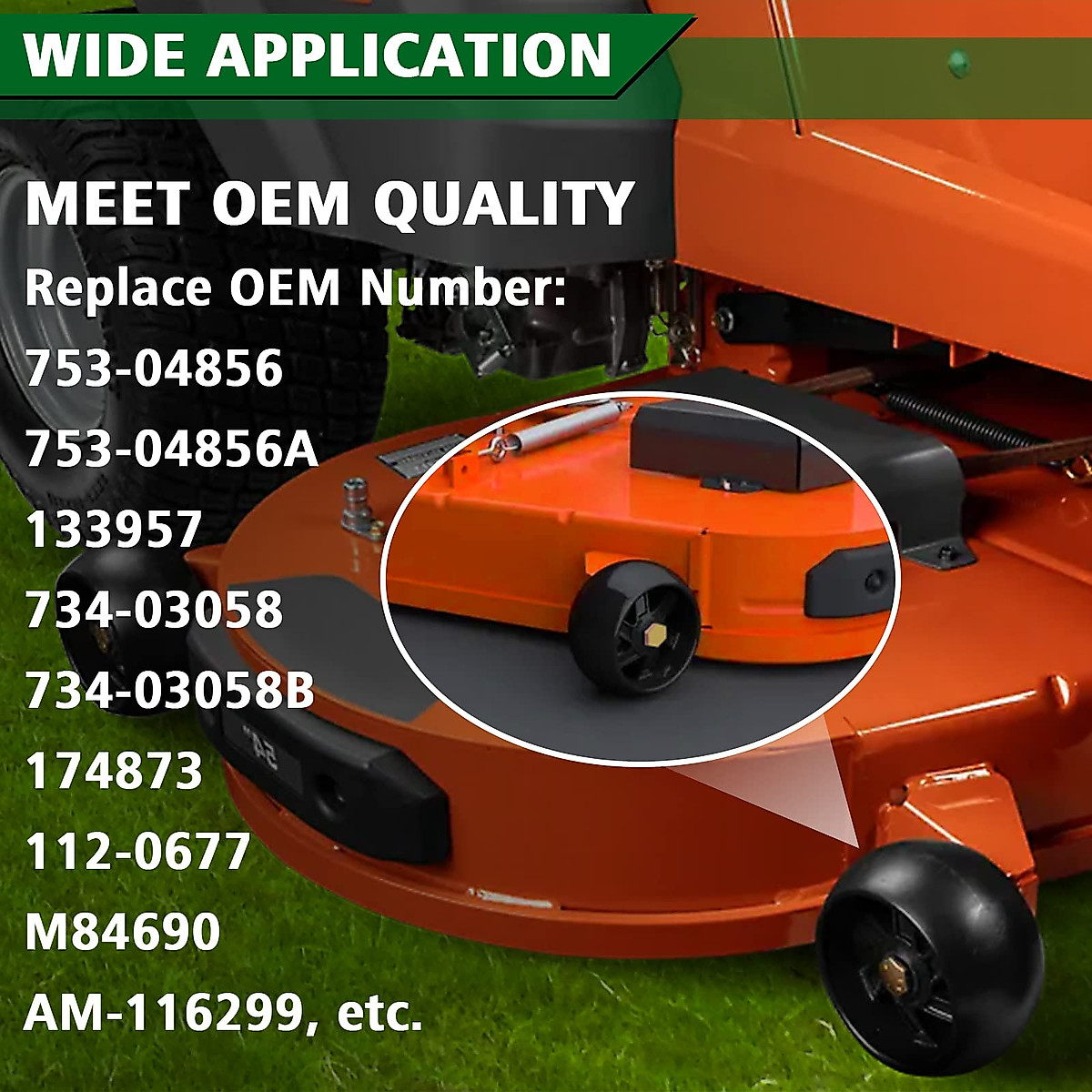 CheeMuii 4 Pack Deck Gauge Wheels Kit Fit for Most 42" 46'' 48'' 50" 52'' and 54" Decks Replace for Husqvarna 532174873 589527301 for Cub Cadet 753-04856A for MTD 133957 174873 734-03058, etc