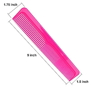 LUXXII 6 Pack - 9" Large Dressing Comb Colorful Styling Essentials Coarse/Fine Barber Comb SET