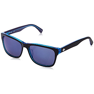 Lacoste L683S Square Sunglasses, Black/Blue, 55 mm