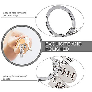 Amosfun 2pcs New Home Keychain Home Is Where The Heart Is Keychain Housewarming Gift Key Rings Inspirational Souvenir Gifts for Purse Bag Hanging Decoration