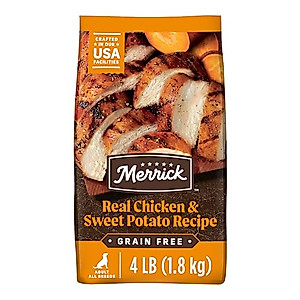 Merrick Premium Grain Free Dry Adult Dog Food, Wholesome And Natural Kibble With Real Chicken And Sweet Potato - 4.0 lb. Bag