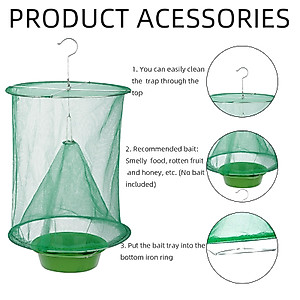 Ranch Fly Trap with Bait Tray, Reusable Fly Traps Fly Catcher Cage for Indoor or Outdoor Family Farms, Park, Stable,Garden, Restaurants (6 Pack)