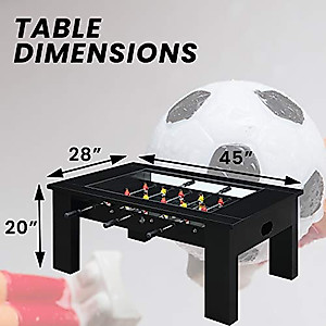 Hanover Foosball Coffee Table with Telescopic Rods and Counterbalanced Players, Black