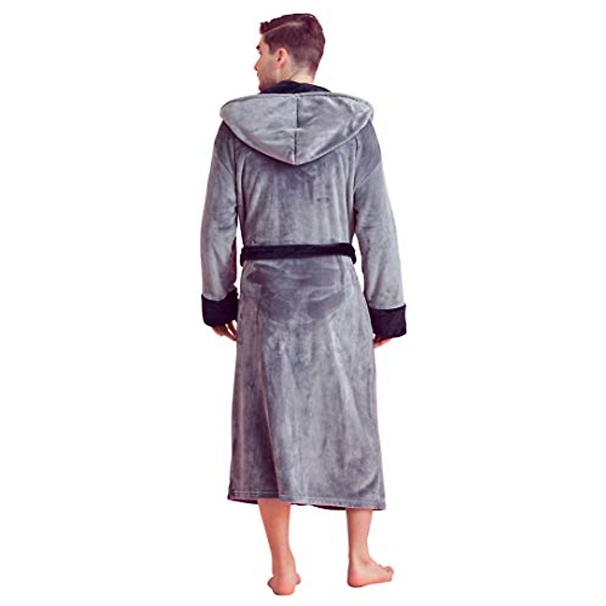 Soft Touch Linen Men’s Full-Length Warm and Plush Hooded Fleece Bathrobe