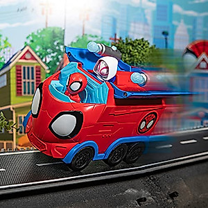 Marvel Spidey and His Amazing Friends Web Spinning Hauler - 8-Inch 3-in-1 Transforming Vehicle - Toys Featuring Your Friendly Neighborhood Spideys