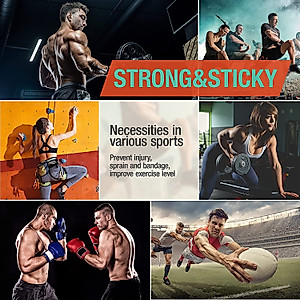 White Athletic Sports Tape 45ft-Very Strong Easy Tear NO Sticky Residue for Athlete & Medical Trainers & First Aid Injury Wrap,Perfect for Fingers Ankles Wrist on Bat, Hockey Stick (6 Rolls)