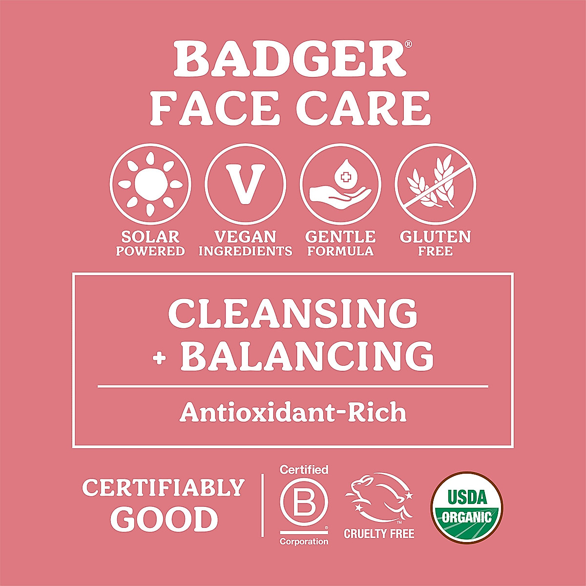 Badger - Face Cleansing Oil, Damascus Rose, Certified Organic Face Oil Cleanser, Natural Facial Cleansing Oil, Natural Oil Cleanser for Face, Face Cleanser Oil, 2 oz