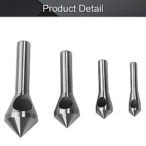 Chaot Countersink Chamfer Deburring Drill Bit Set 2-5mm 5-10mm 10-15mm 15-20mm Round Shank Woodworking Tool 4241 HSS 4pcs (T2)