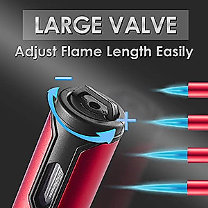 Urgrette 4 Pack Butane Torch Lighters, 6-inch Refillable Pen Lighter Adjustable Jet Flame Butane Lighter for Grill BBQ Camping (Gas Not Included)