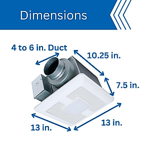 Panasonic FV-0511VQL1 WhisperCeiling DC Ventilation Fan with LED Light - 50-80-110 CFM - Quiet Bathroom Ceiling Fan