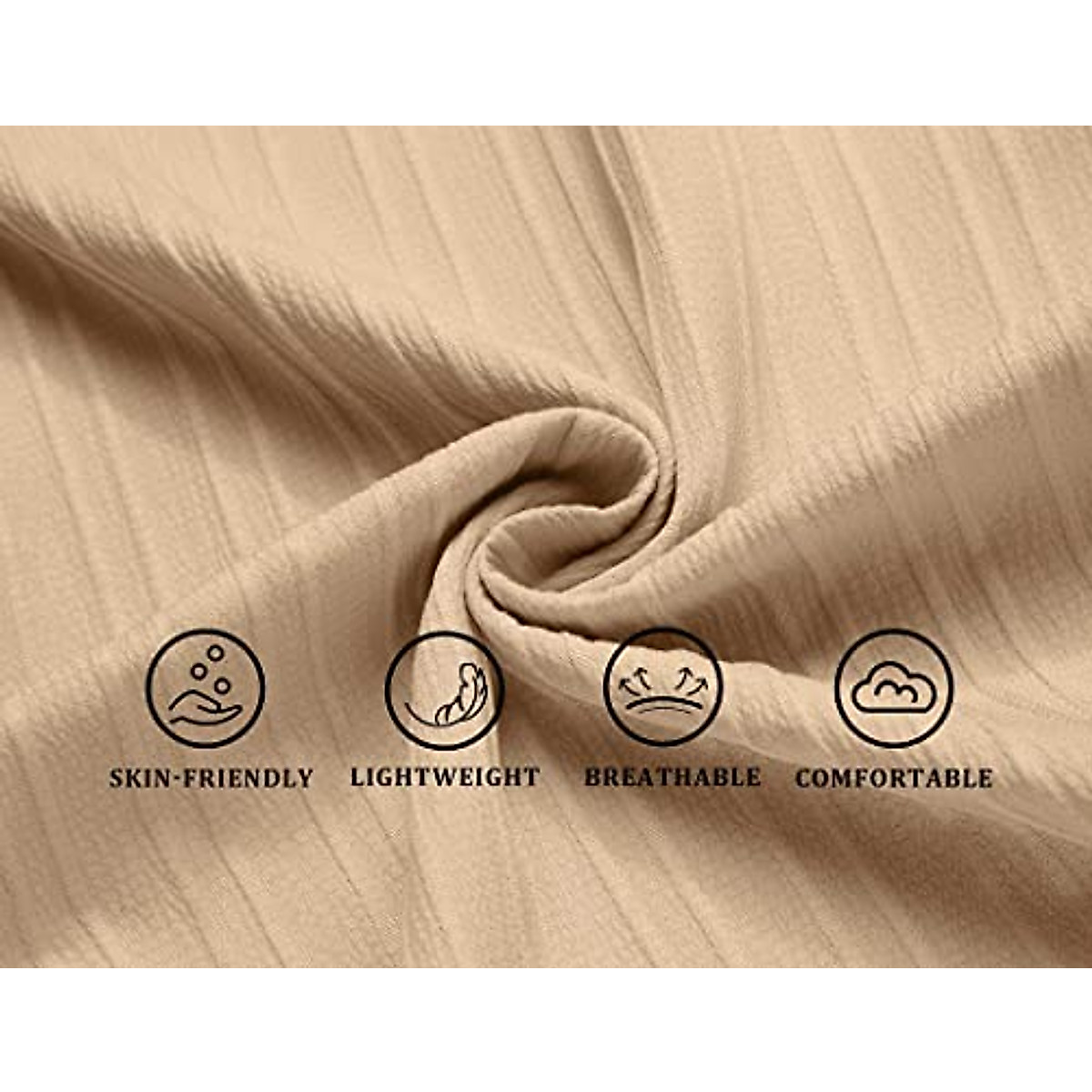 COOFANDY Men's Linen Shirts Short Sleeve Casual Button Down Shirt for Men Fashion Summer Beach Shirt Khaki Hawaiian Shirt for Men Khaki - L