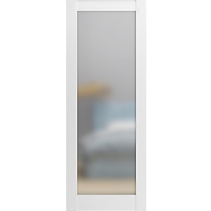 SARTODOORS Frosted Lite Glass Door Panel Slab 32 x 80 | Planum 2102 White Silk | Use as Barn Pocket Sliding Closet | Solid Wood Core Interior Door
