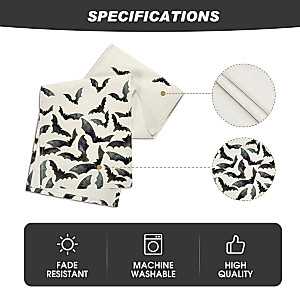 Artoid Mode Silhouette Black Bats Halloween Table Runner, Fall Kitchen Dining Table Decoration for Home Party Decor 13x72 Inch