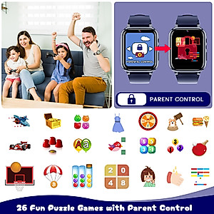 Spodus Kids Smart Watch Boys Smart Watch for Kids with 26 Games Calculator Watch for Boys Ages 3-12 Learning Card Audio Book Music Player Video Camera Watch Birthday Gift Toys for Boys