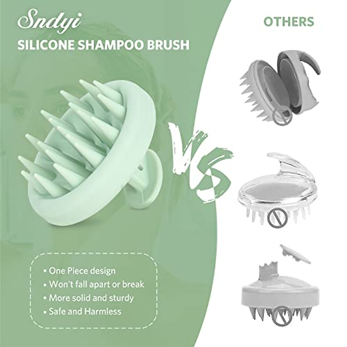 Sndyi 2Ps Silicone Scalp Massager Shampoo Brush, Hair Scrubber with Soft Silicone Bristles, Scalp Scrubber/Exfoliator for Dandruff Removal, Wet Dry Scalp Brush for Hair Growth & Scalp Care