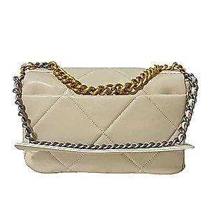 MIDUNU Crossbody Bags for Women Handbags Leather Shoulder Bag Ladies Purse Evening Wallets Luxury Quilted Satchels (White soft leather)