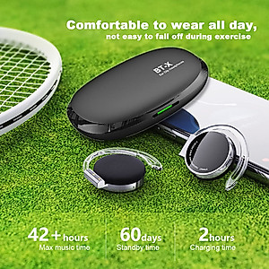 Clip on Headphones Bluetooth V5.3, Open Ear Earphones Wireless with Earhooks, Ear Clip On-Ear Headphones, Sports Headset Bluetooth with 4 Microphones, Noising Cancelling/Long Battery Life(Black)